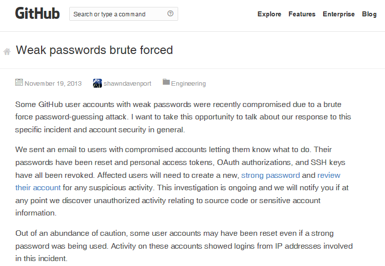 Ataque masivo de fuerza bruta contra los usuarios de GitHub - Una Al Día
